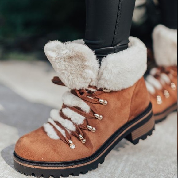 Shoes | Faux Fur Winter Lace Up Booties | Poshmark